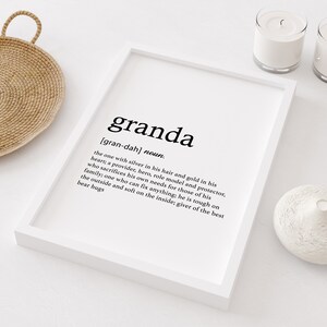 Granda Definition Print Granda Gift Gifts for Granda Granda Wall Art ...