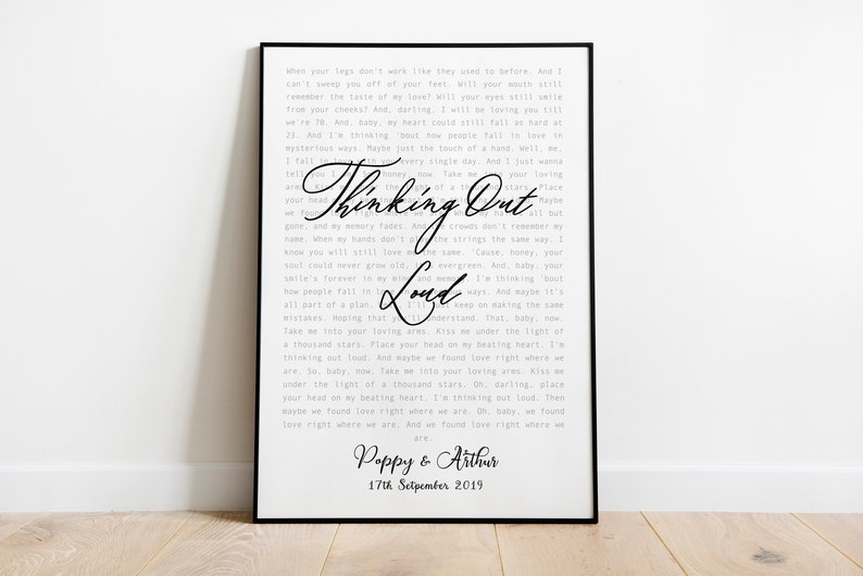 First Dance Wedding Lyrics Personalised Poster Print Your | Etsy