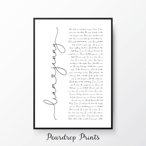Personalised Song Lyrics Print Custom Lyrics Poster - Etsy