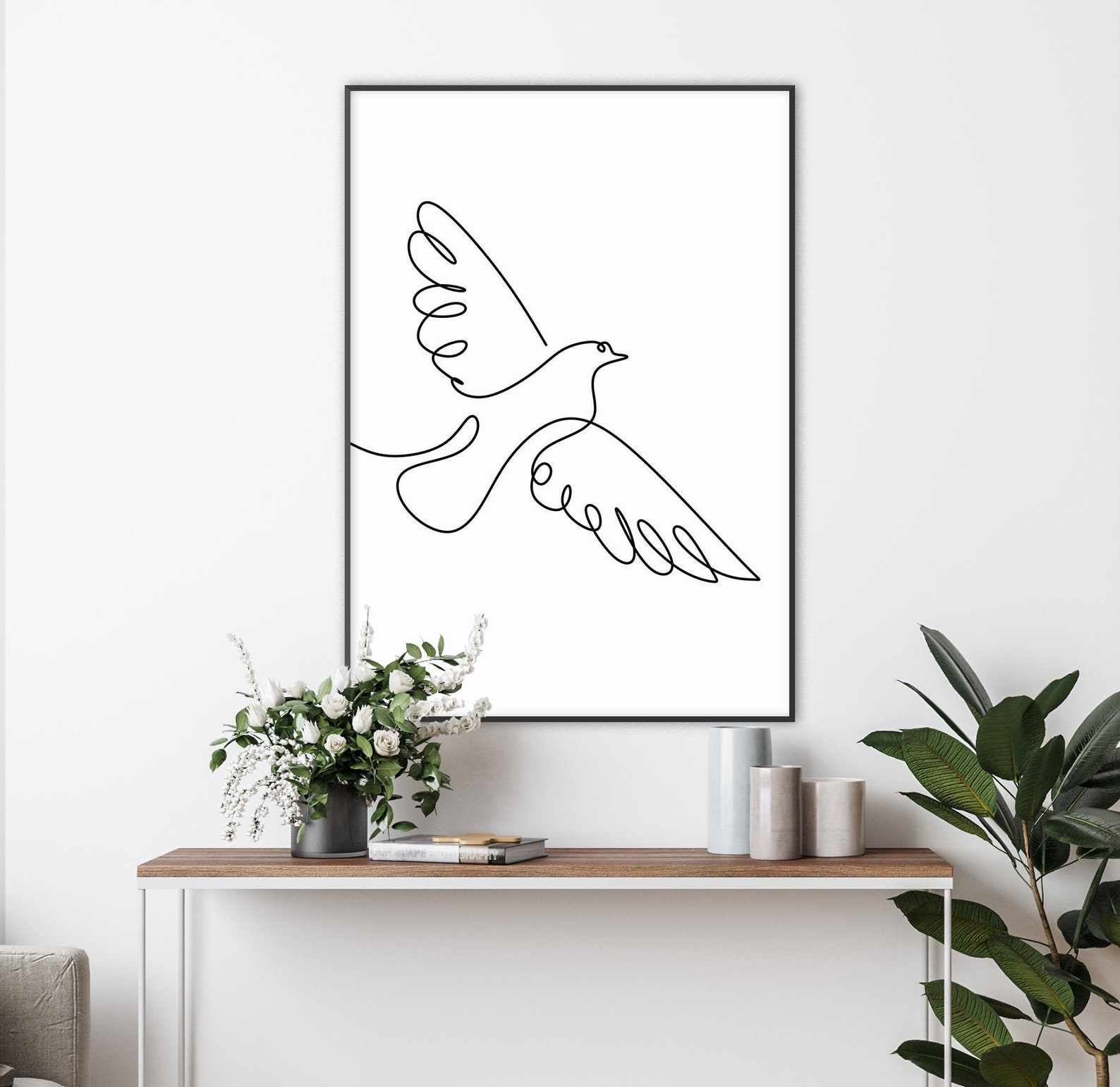 Dove Print Simple Home Decor One Line Drawing Print - Etsy UK