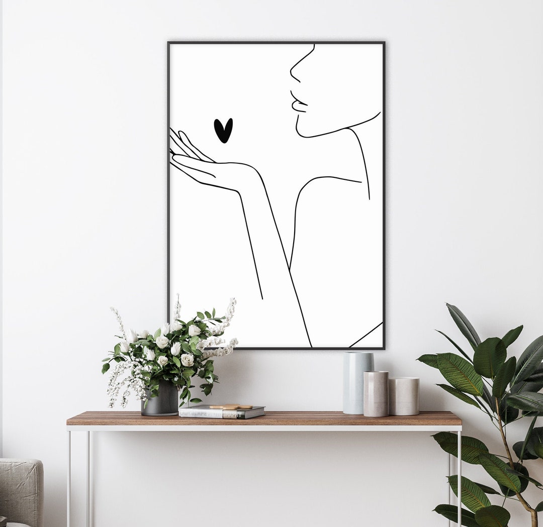 Blowing Kiss Print Female Body Print Female Face Print - Etsy