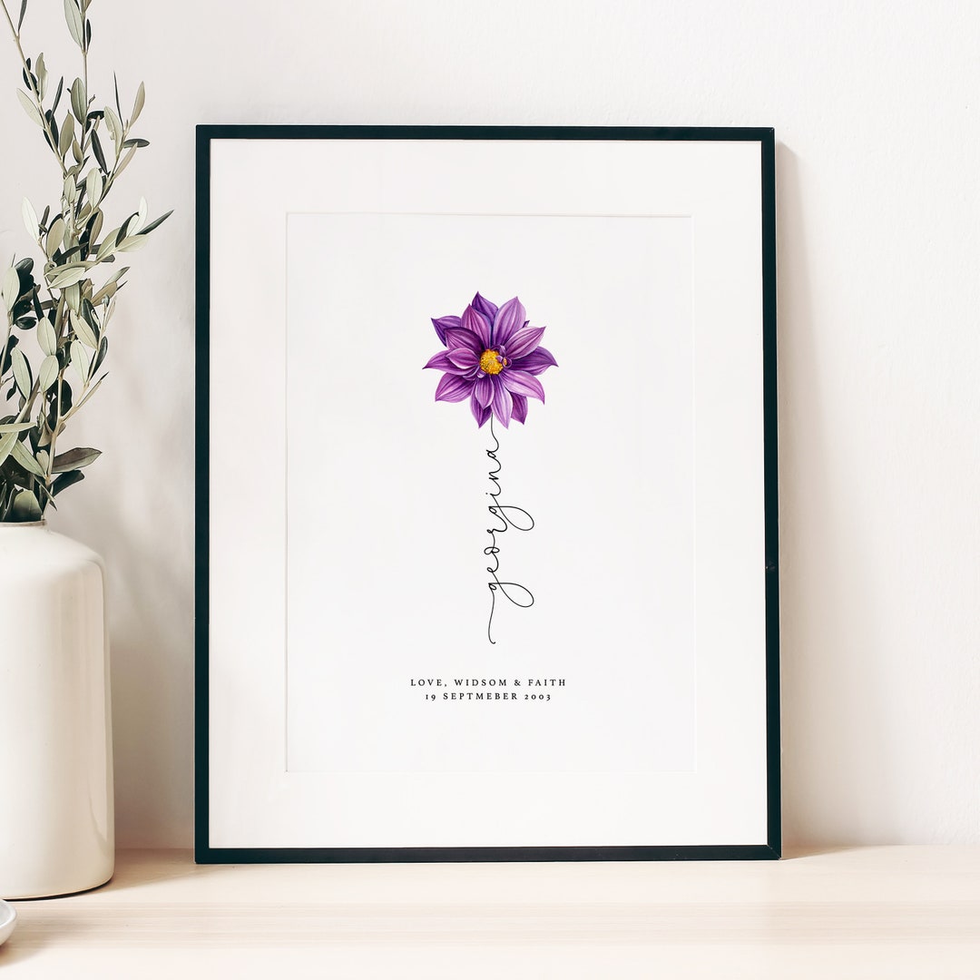 September Birth Flower Print Aster Birth Flower Gift September Birthday ...