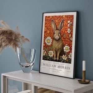 William Morris Print, Bunny William Morris Exhibition Print, Rabbit ...