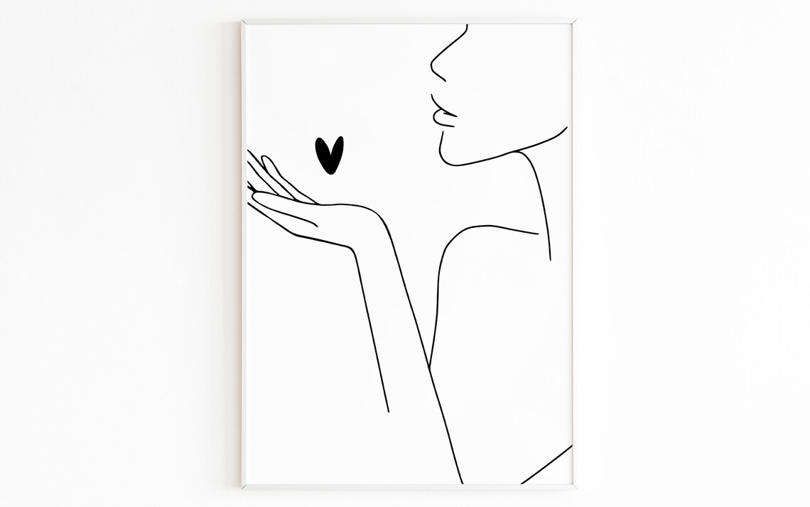 Blowing Kiss Print Female Body Print Female Face Print | Etsy