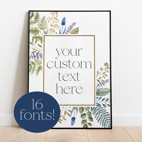 Custom Text Poster Print 6 Fonts Your Text Here - Etsy