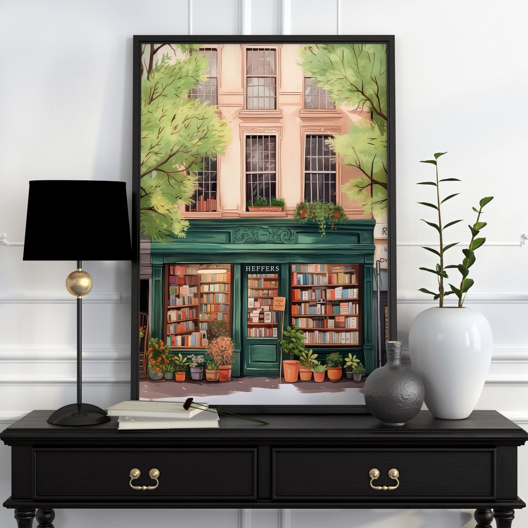 Vintage Book Store Poster, Book Shop Print, Book Lovers Gift, Reading ...