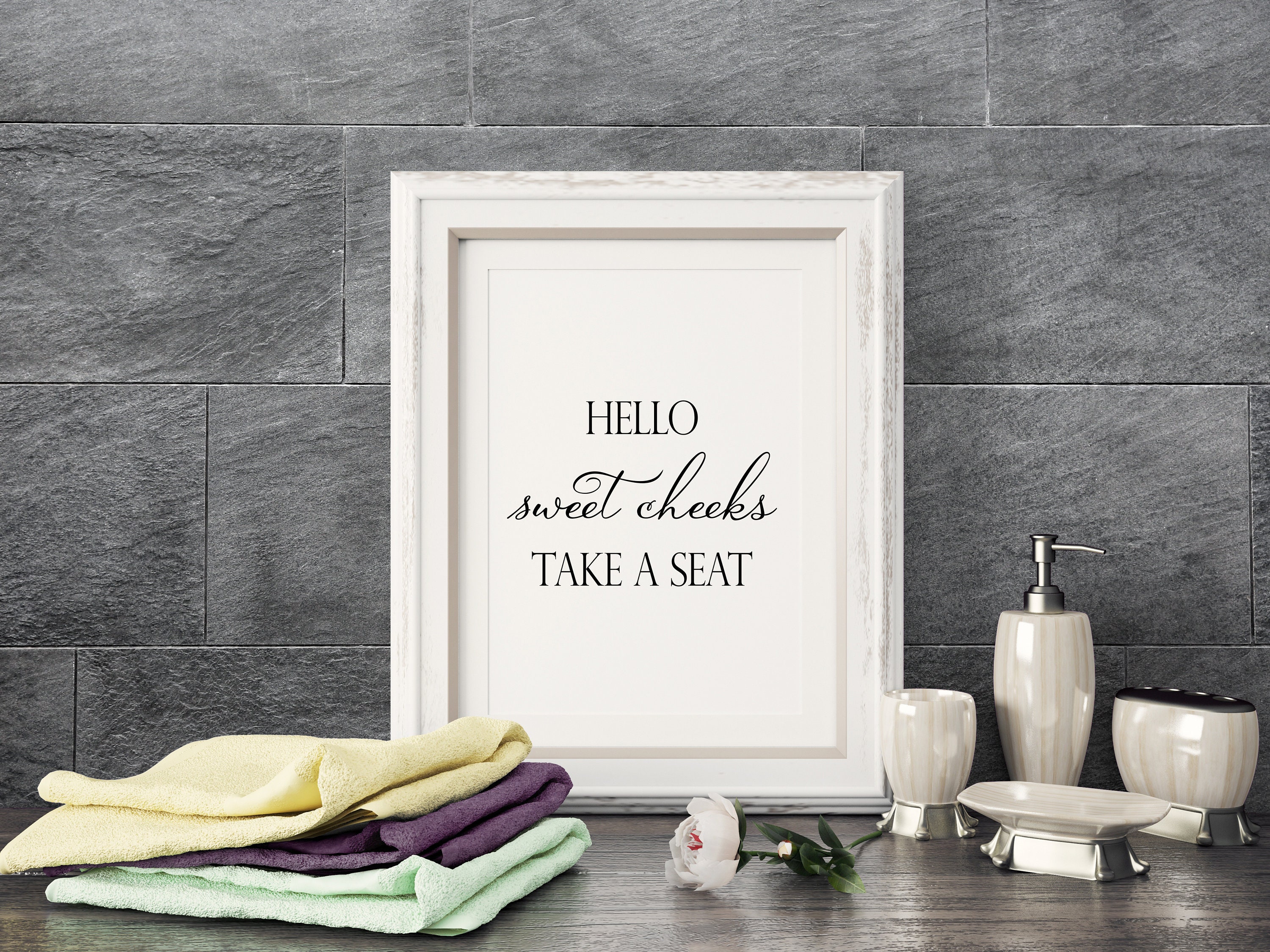 Hello Sweet Cheeks Funny Bathroom Prints Bathroom Decor - Etsy