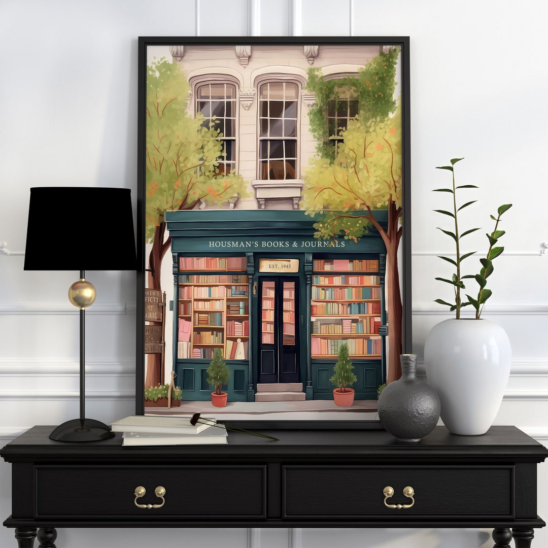 Vintage Book Store Poster, Book Shop Print, Book Lovers Gift, Reading ...