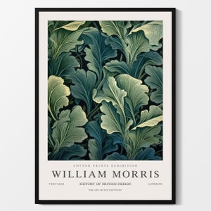 William Morris Print, William Morris Exhibition Print, Green Leaves ...