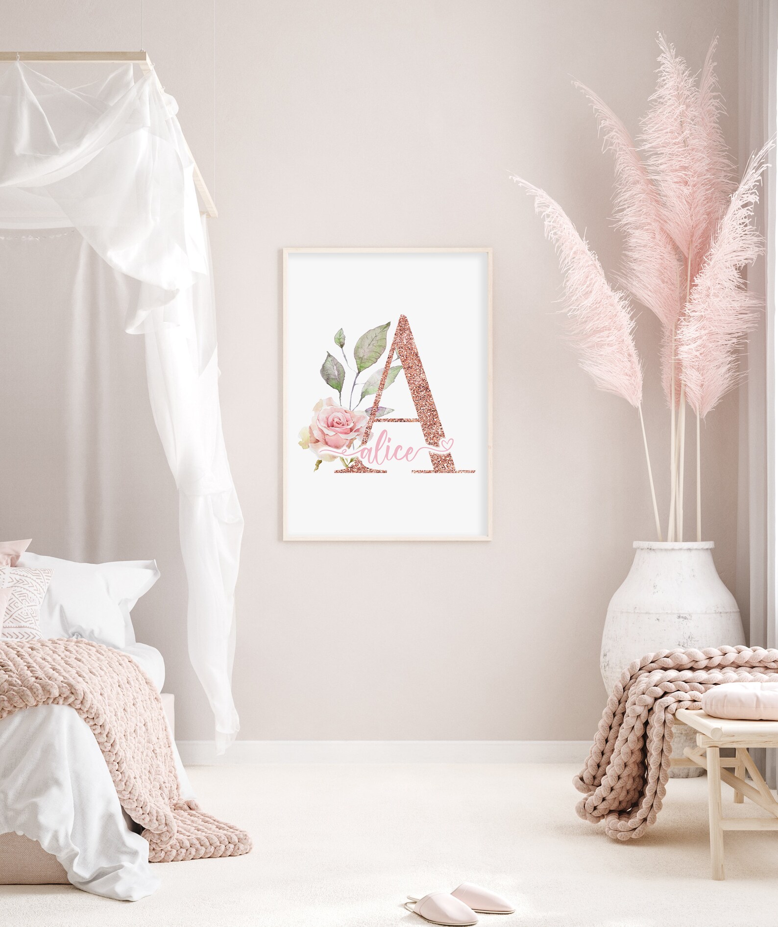 Initial Print Alphabet Poster Nursery Name Sign Baby - Etsy