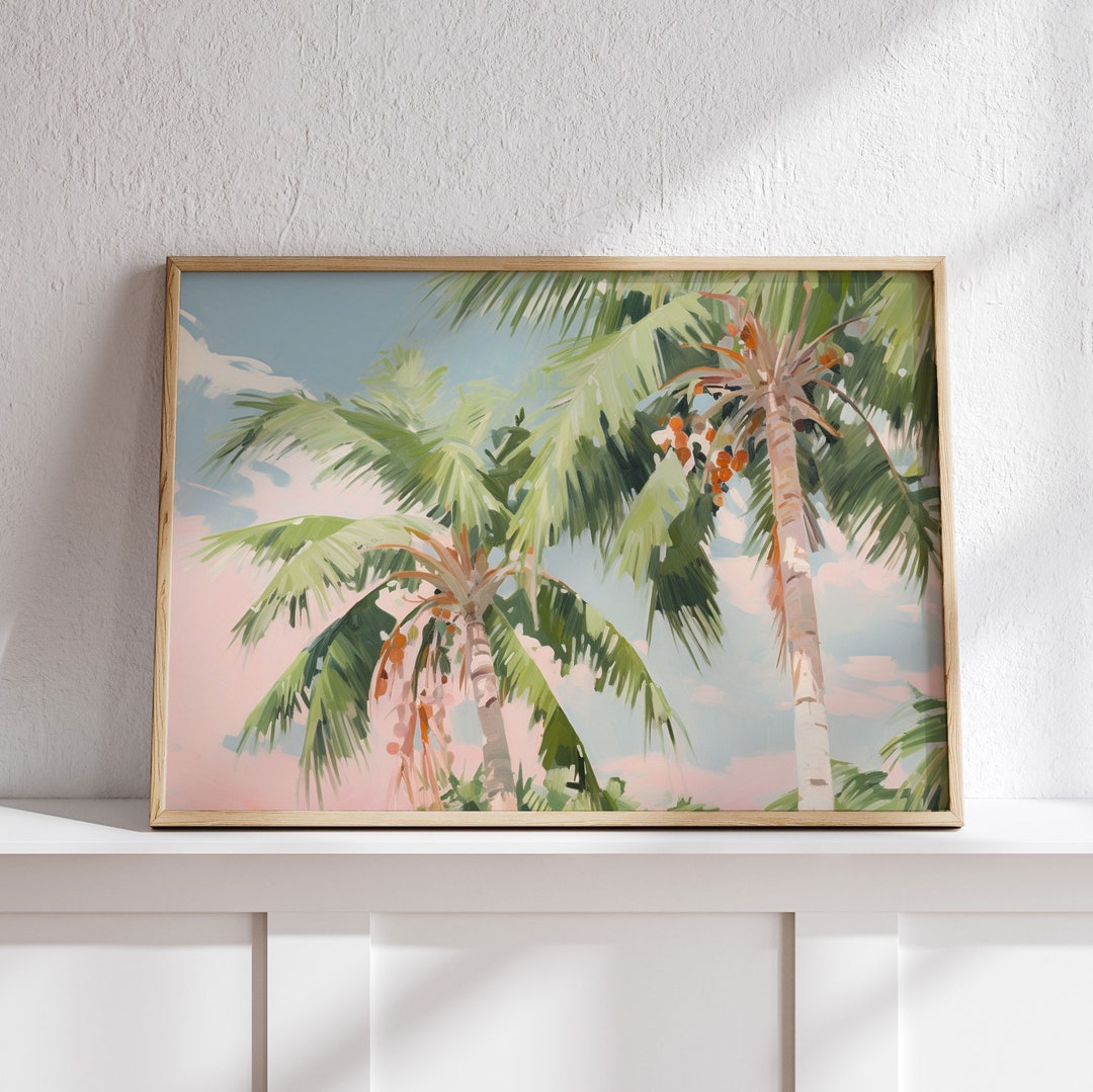 Pink Palm Tree Print, Pink Palm Tree Decor, Palm Tree Gifts, Palm Tree ...
