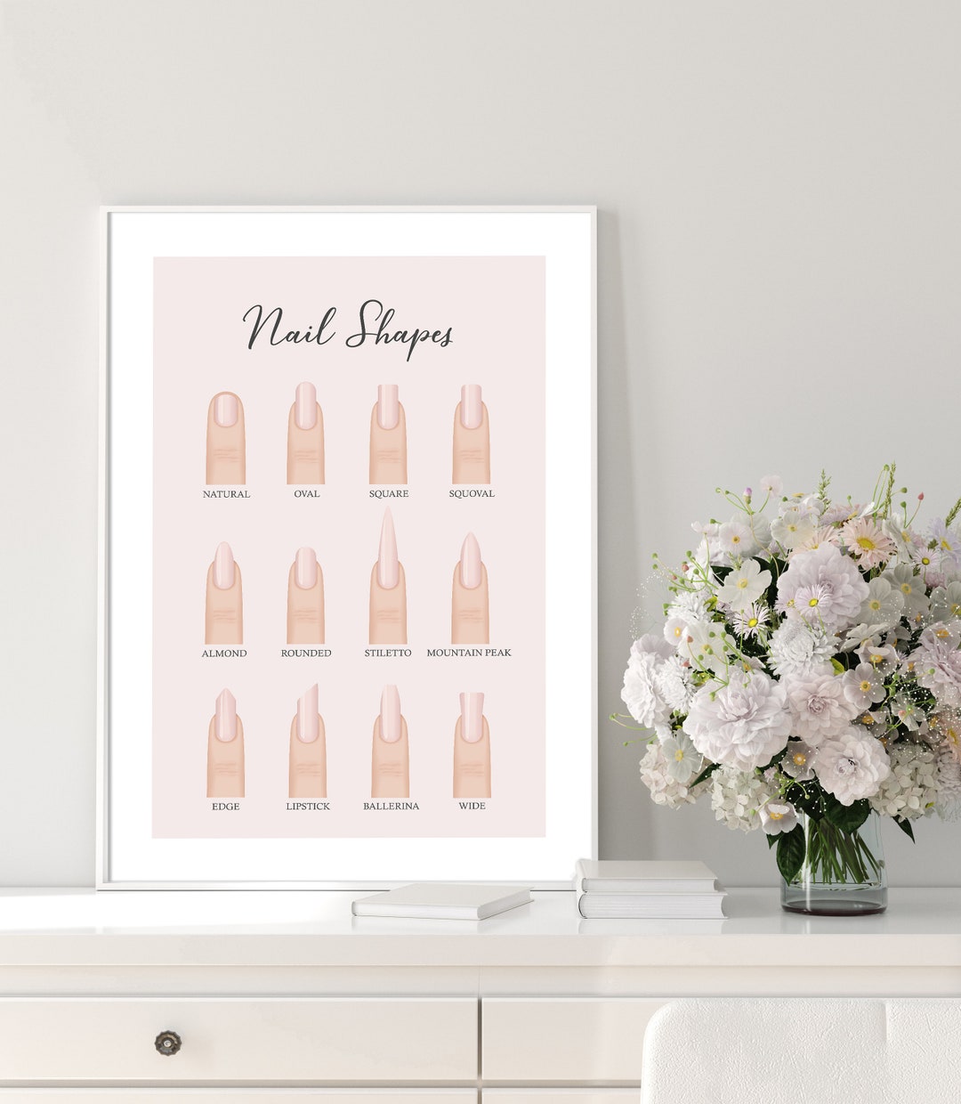 Nail Shapes Wall Print Nail Salon Decor Manicure Pedicure Nail ...