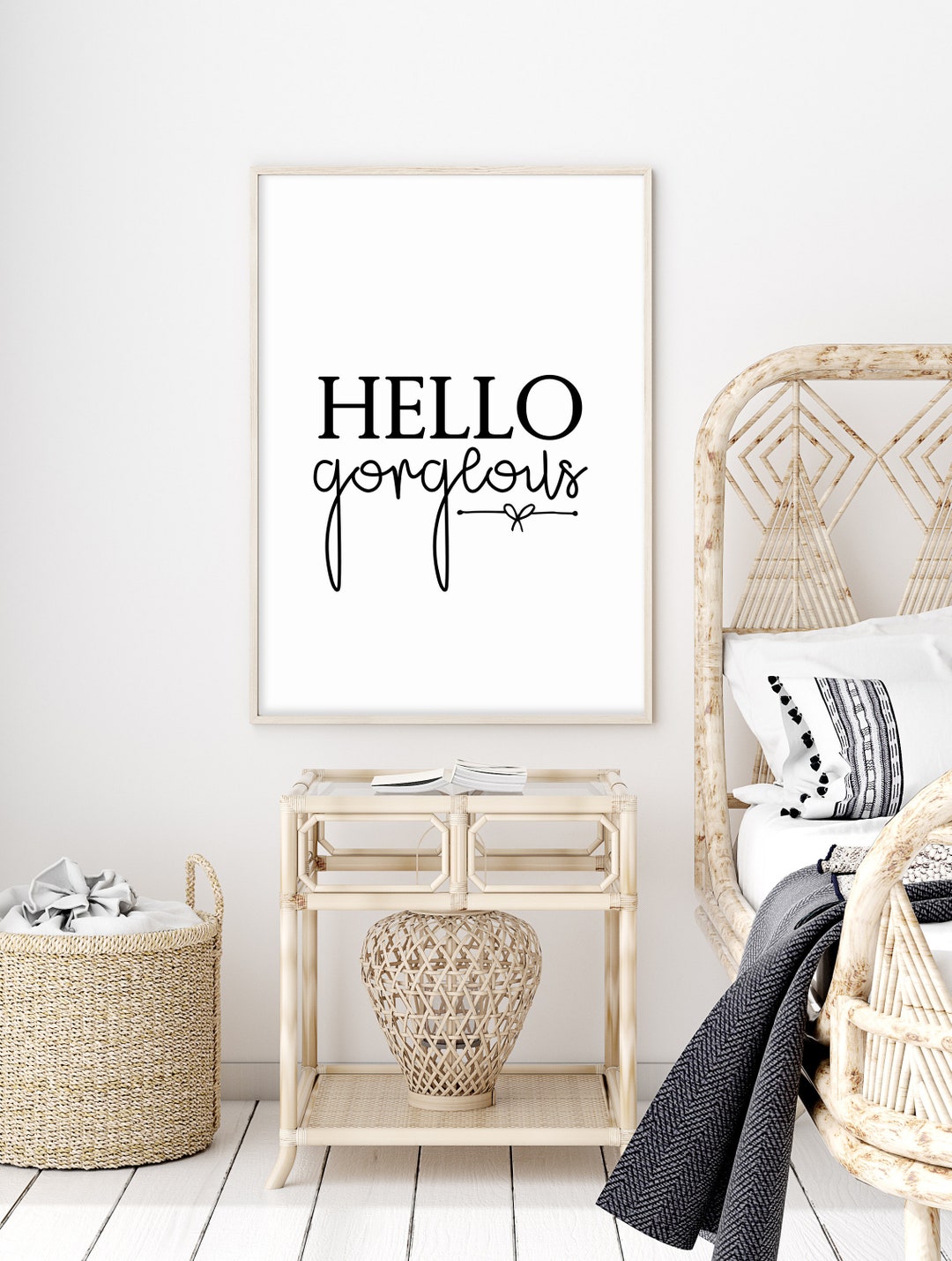Hello Gorgeous Print Hello Gorgeous Sign Bedroom Print Bathroom Print ...