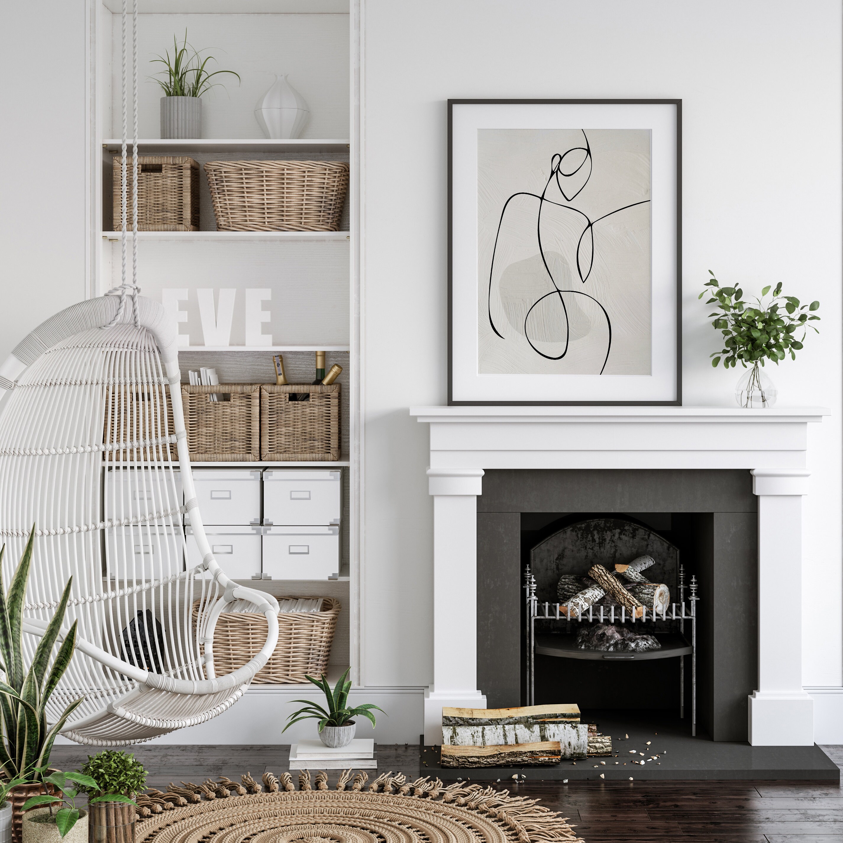 Artistic Line Drawing Abstract Line Drawing Print Neutral - Etsy