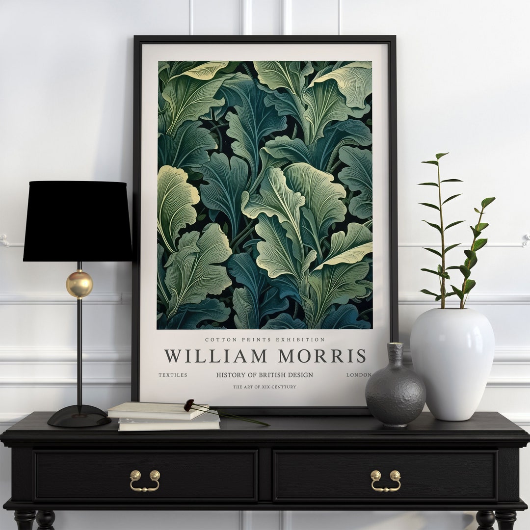 William Morris Print, William Morris Exhibition Print, Green Leaves ...