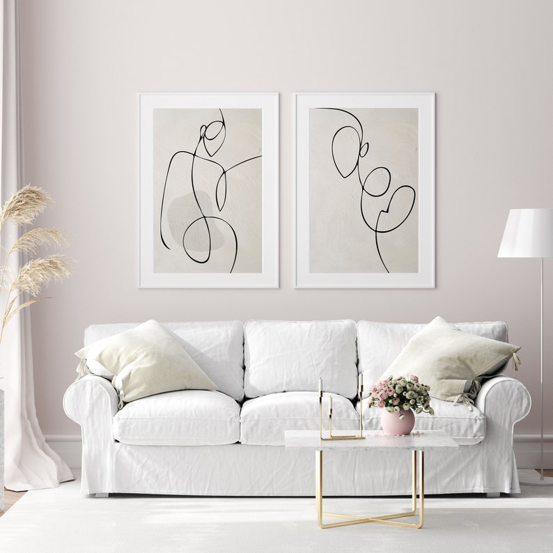 Artistic Line Drawing Abstract Line Drawing Print Neutral | Etsy