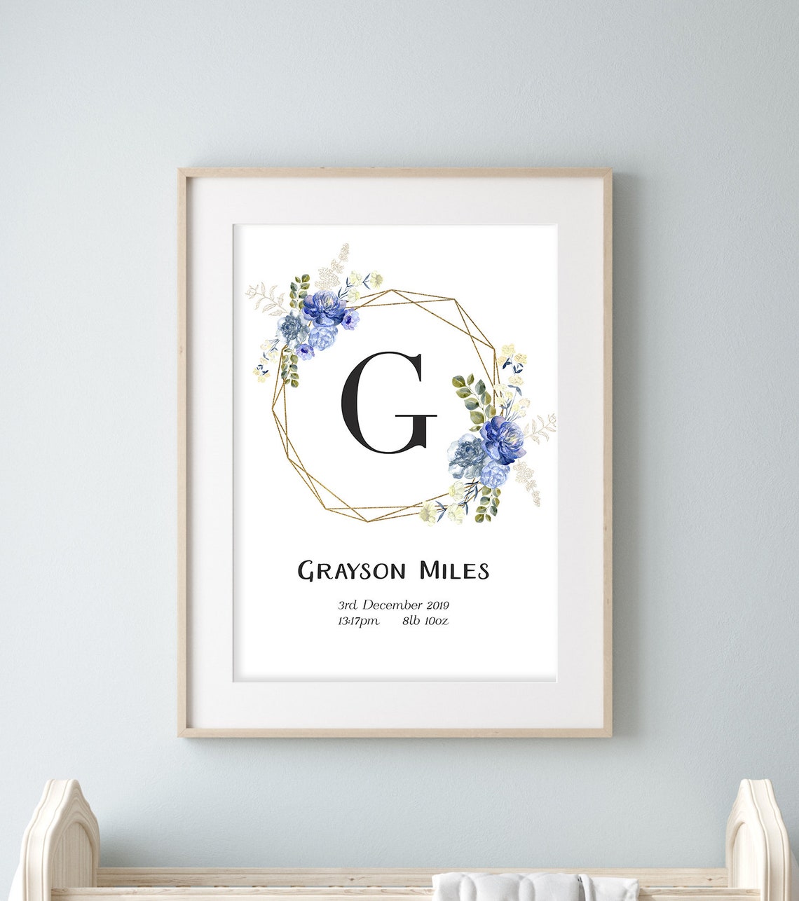 Personalised Initial Name Print A5 A4 A3 A2 8X10 5X7 Blue - Etsy