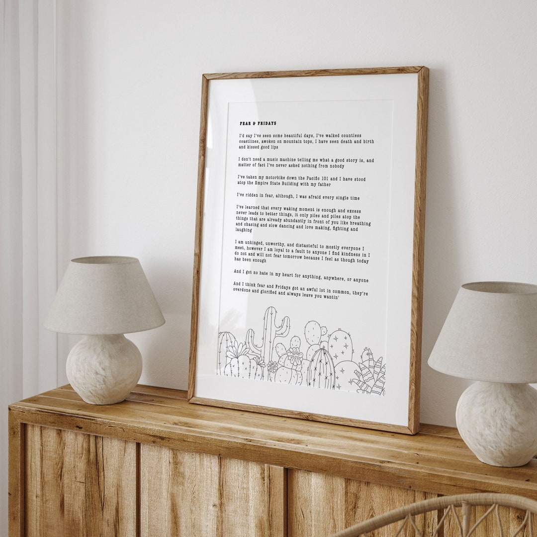 Zach Bryan Poster, Fear and Fridays Art Print, American Heartbreak Tour ...