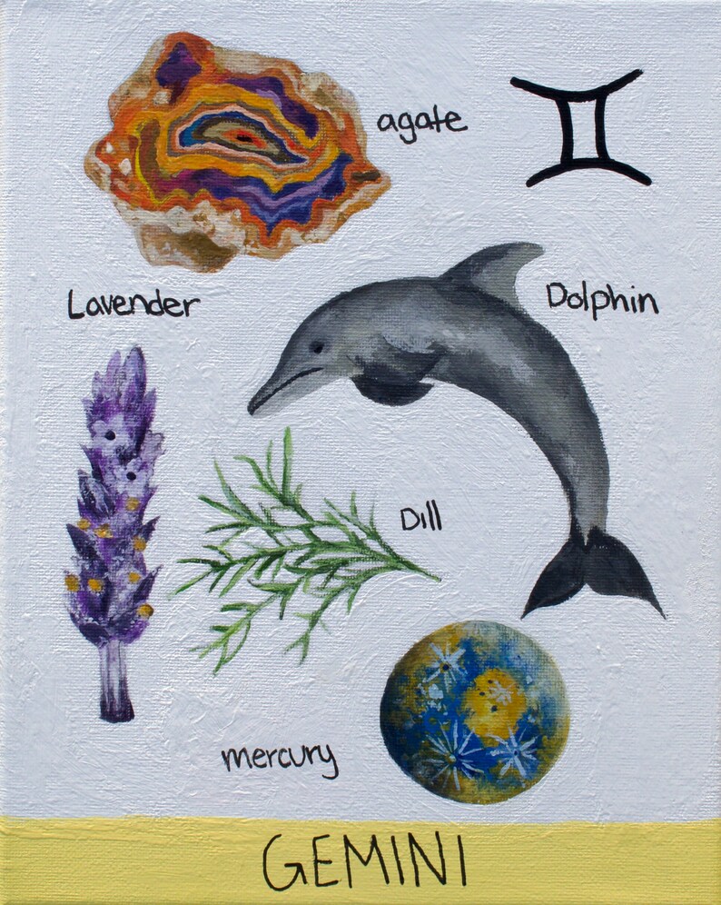 Gemini Zodiac Poster Original 8x10 Canvas Painting - Etsy