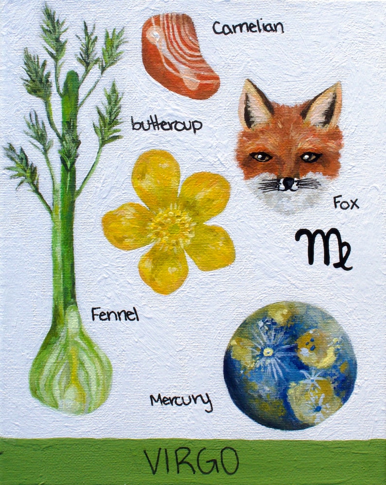 Virgo Zodiac Poster Original 8x10 Canvas Painting - Etsy