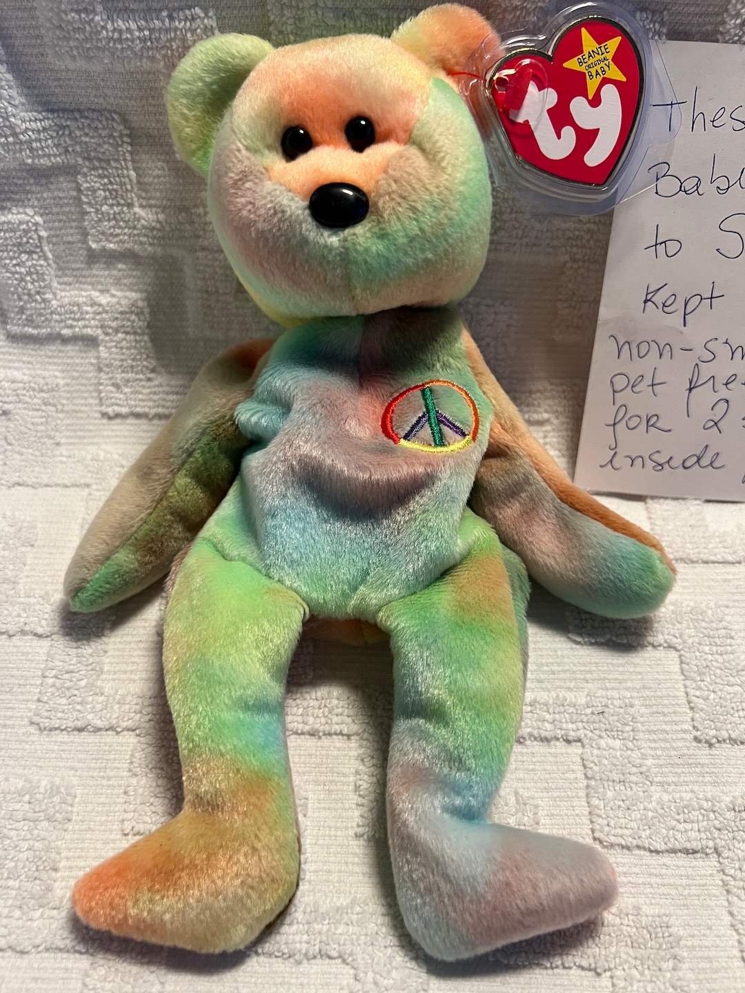 Rare TY Peace Beanie Baby Bear - 1996. - Etsy