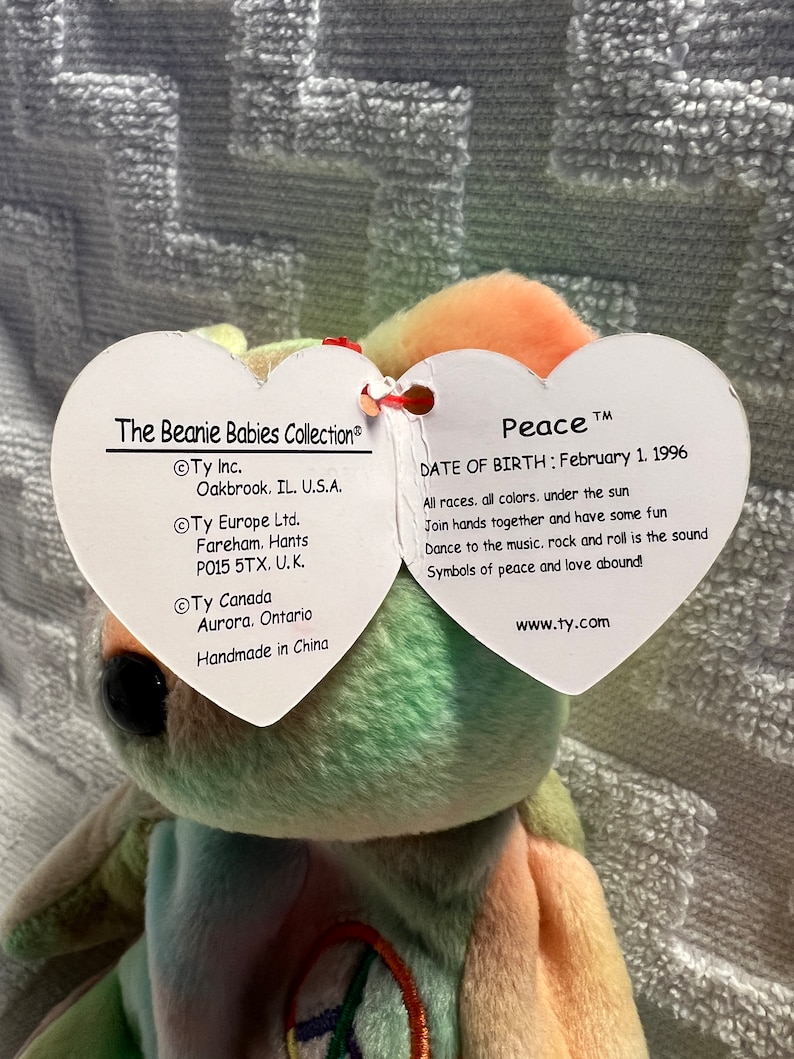 Rare TY Peace Beanie Baby Bear - 1996. - Etsy
