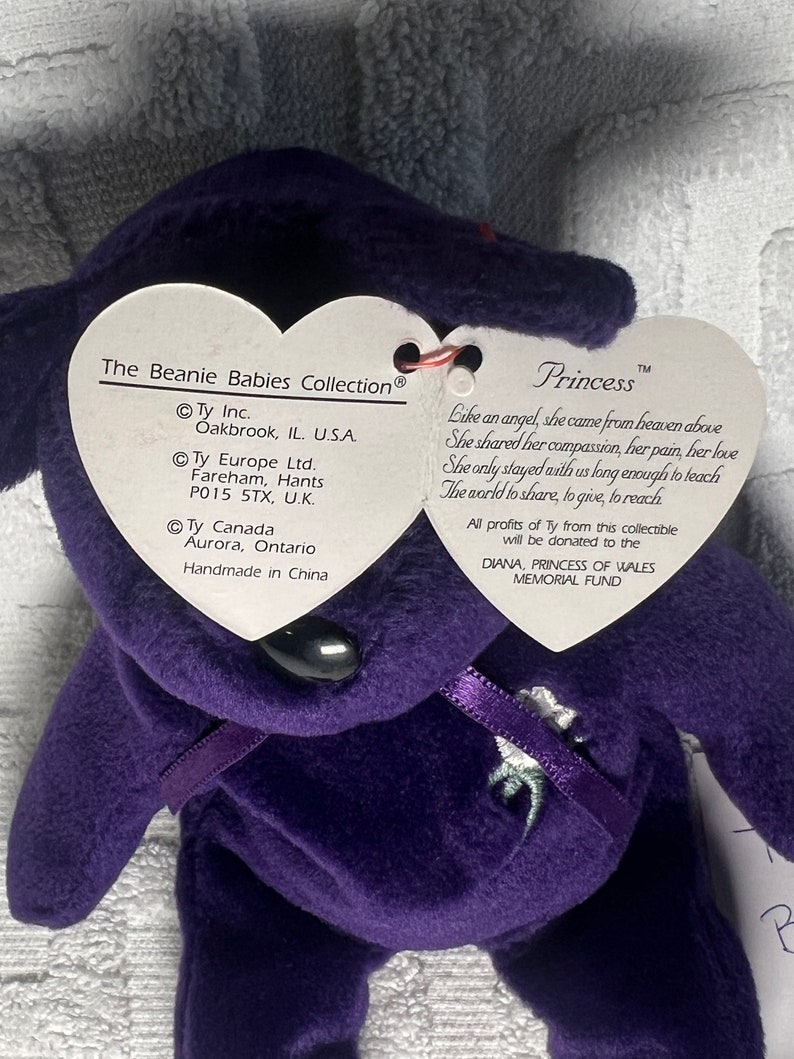 Vintage 1997 Extremely Rare Princess Diana Commemorative Purple Bear Ty ...