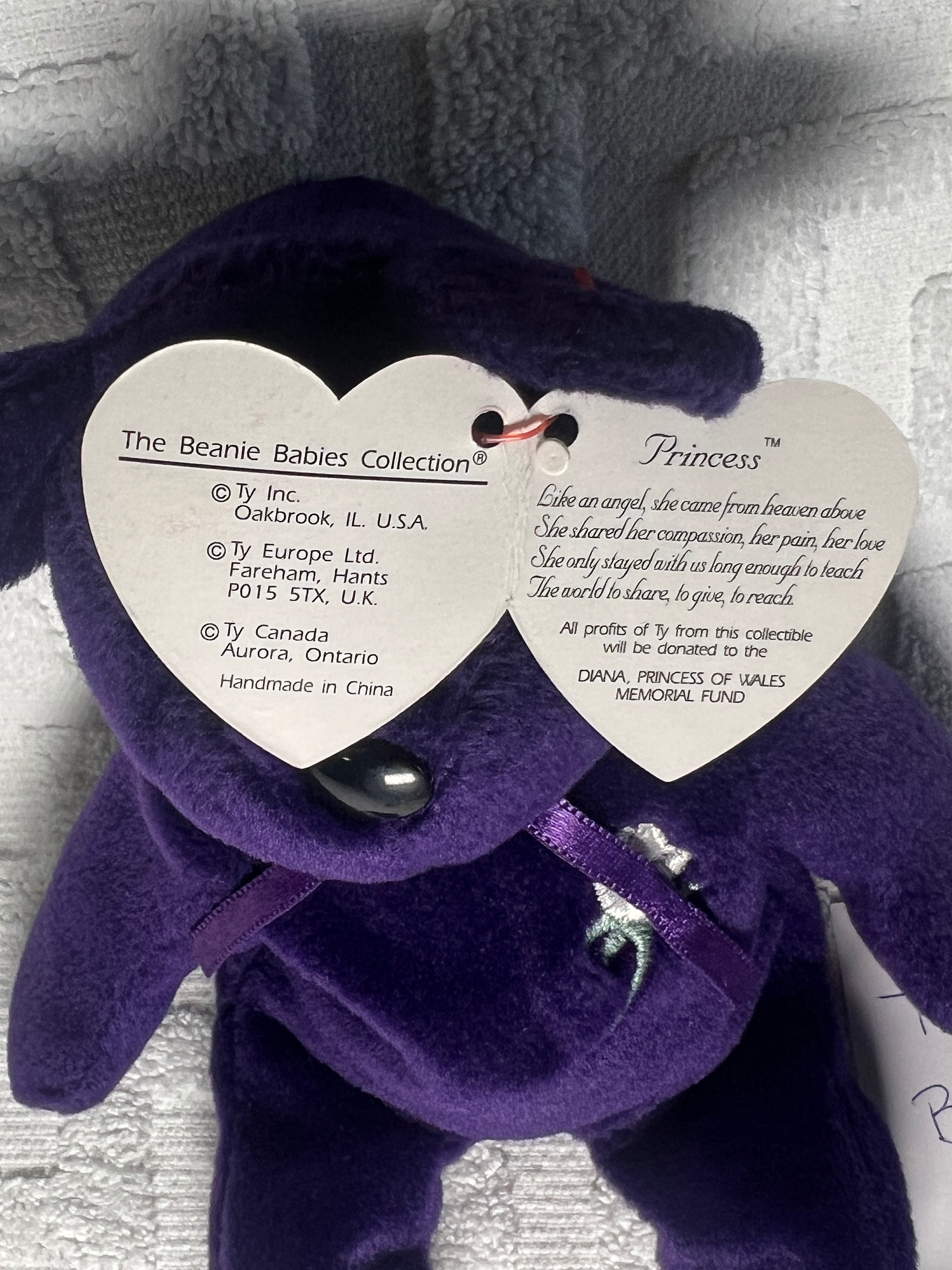 Vintage 1997 Extremely Rare Princess Diana Commemorative Purple Bear Ty ...