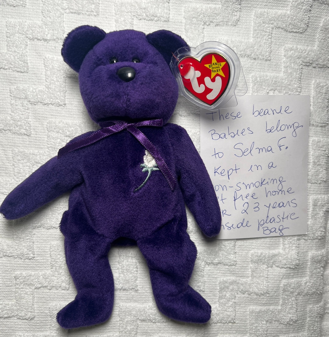 Vintage 1997 Extremely Rare Princess Diana Commemorative Purple Bear Ty ...