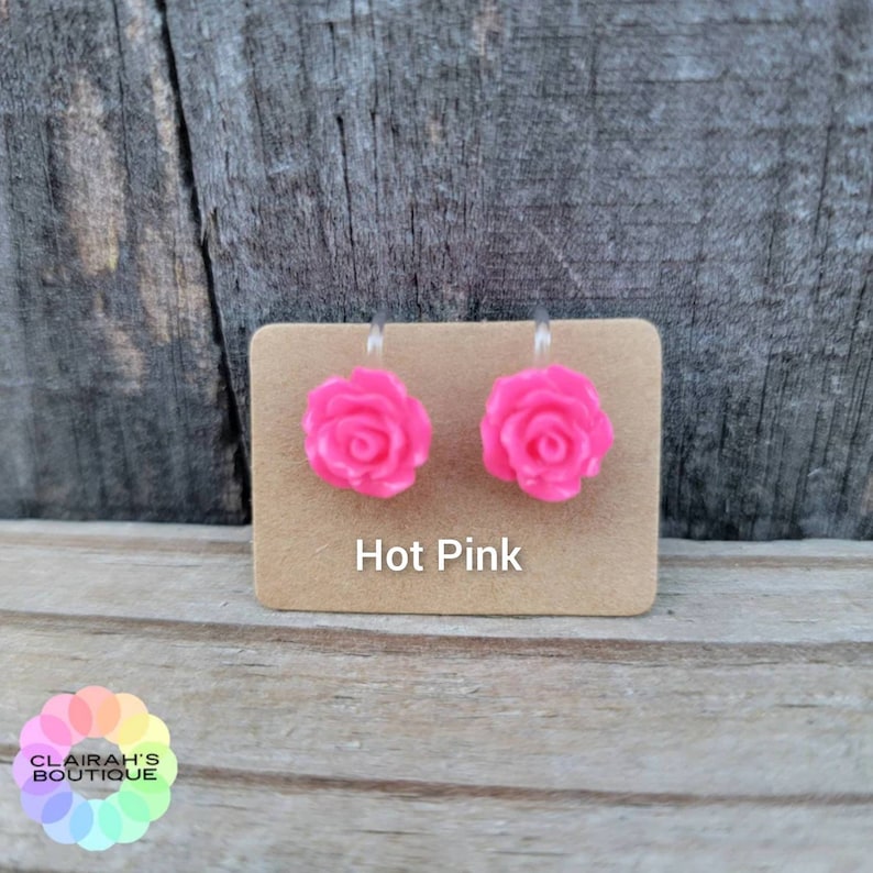 Rose Stud Earrings, 10mm, Clip-on or Post, Kids Jewelry - Etsy