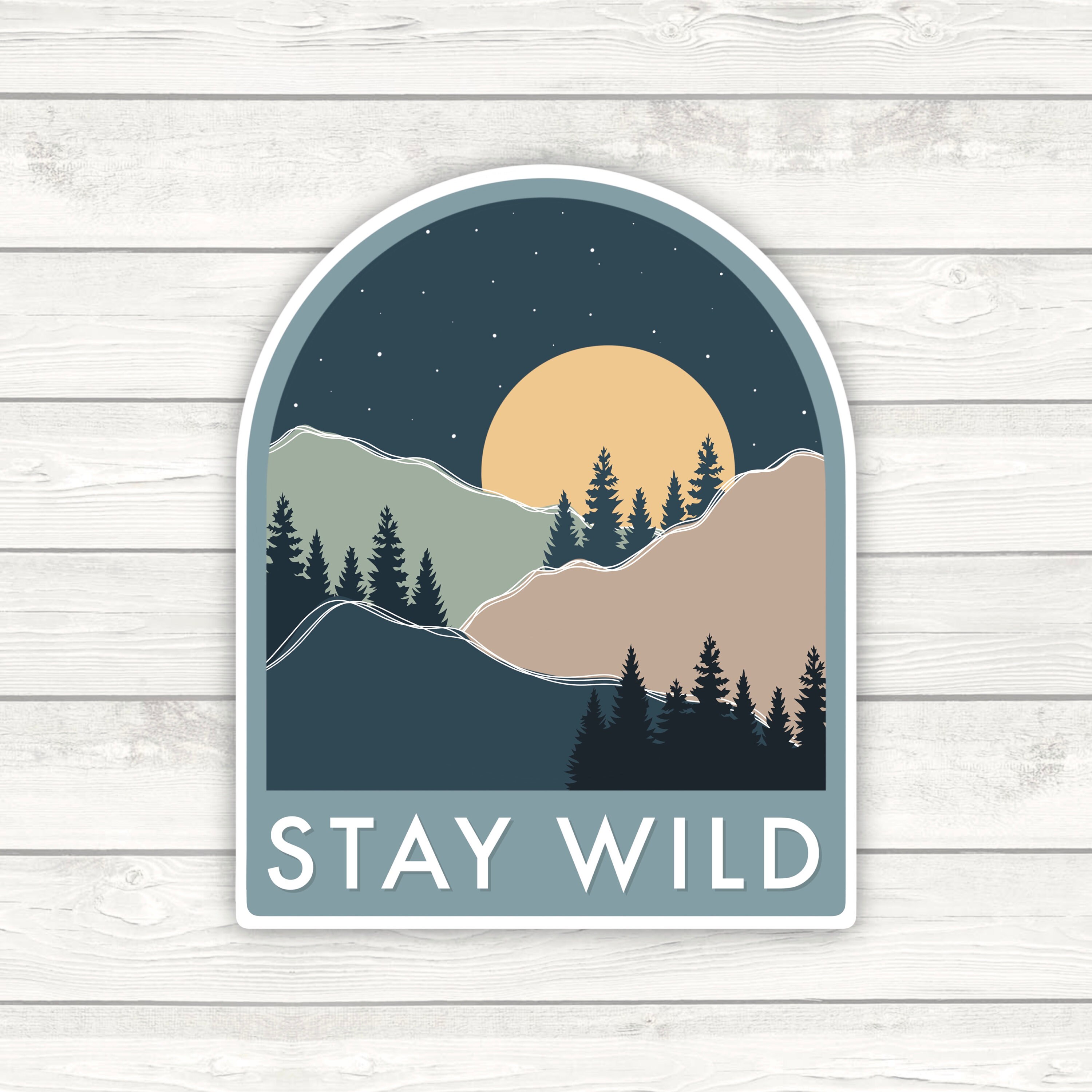 Stay Wild Mountain Sticker Outdoors Sticker Laptop Sticker - Etsy
