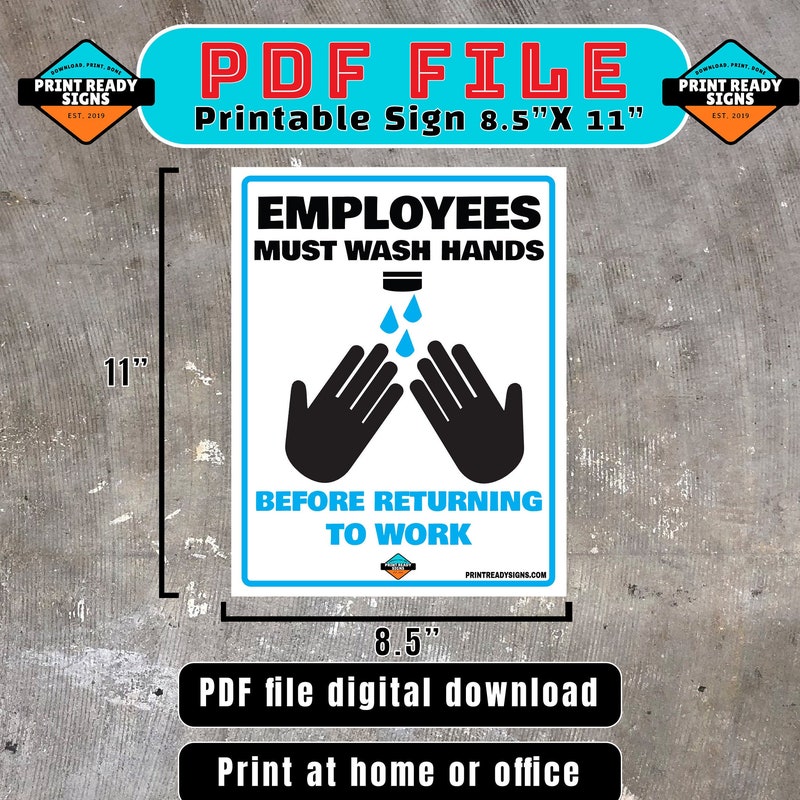 Employee Must Wash Hands Signs - Etsy