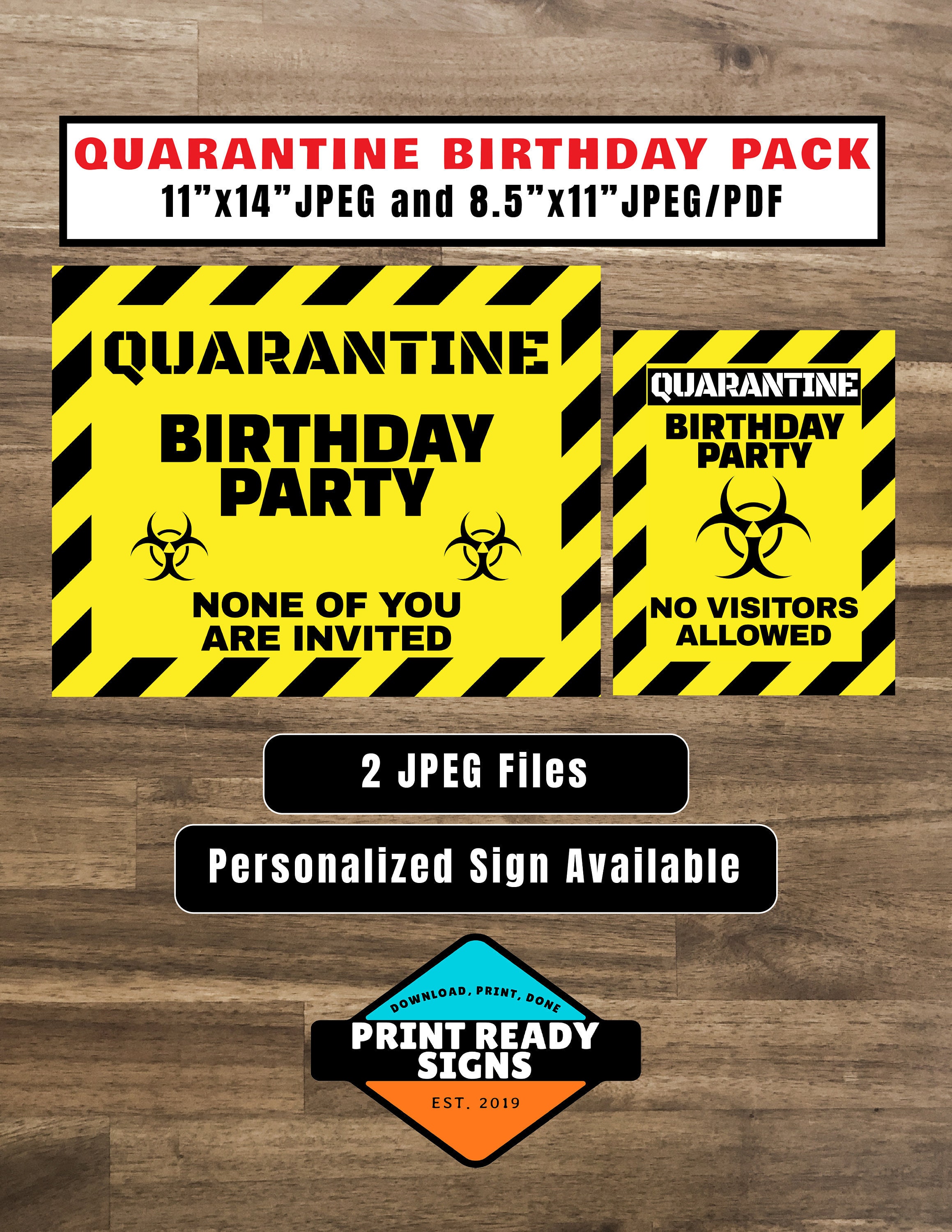 Quarantine Birthday Sign Pack Digital Download Poster JPEG Format ...