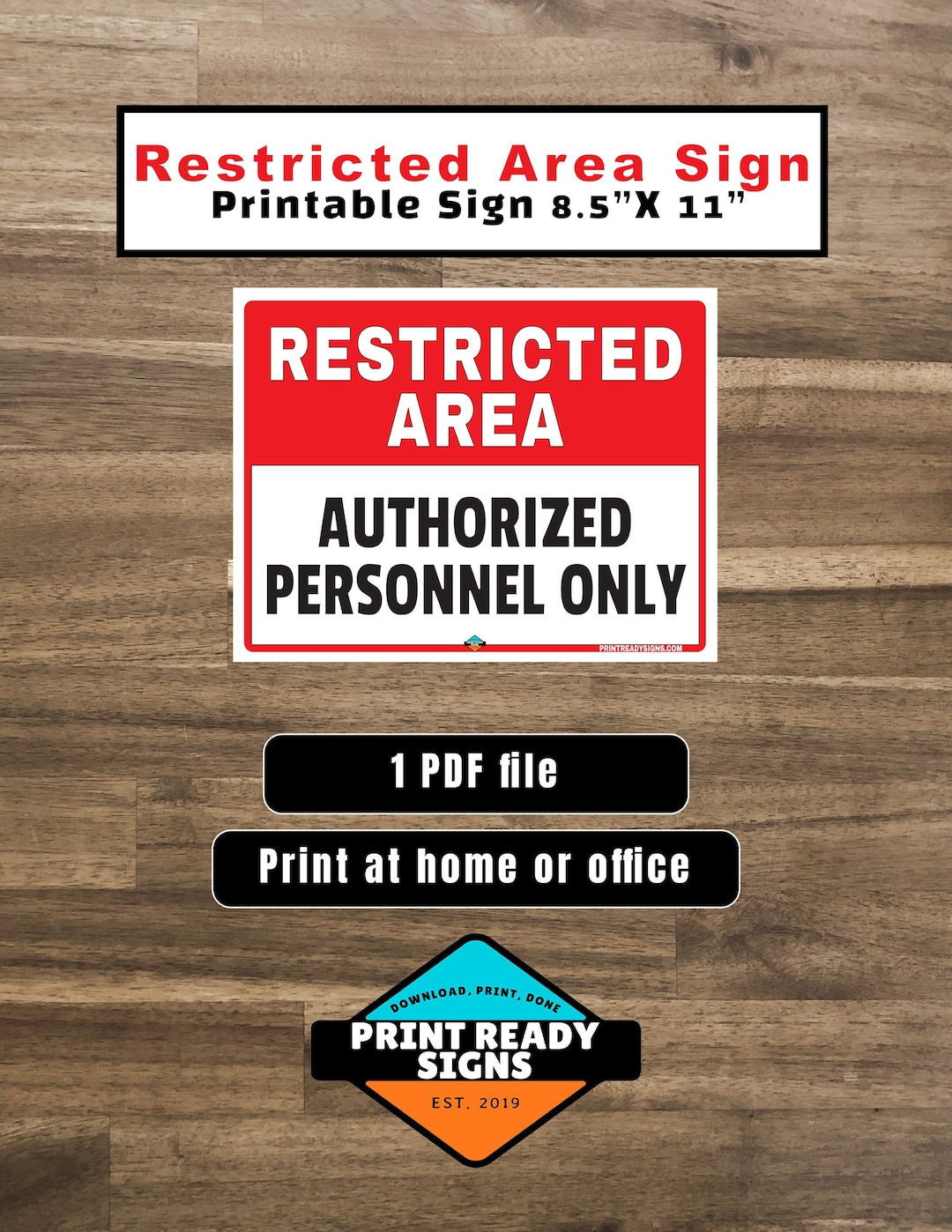 Restricted Area Authorized Personnel Only Digital Download 8.5x11 ...
