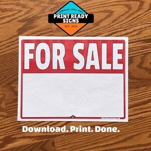 For Sale Sign PDF Digital Download (8.5x11 Inches) PDF Format Printable ...