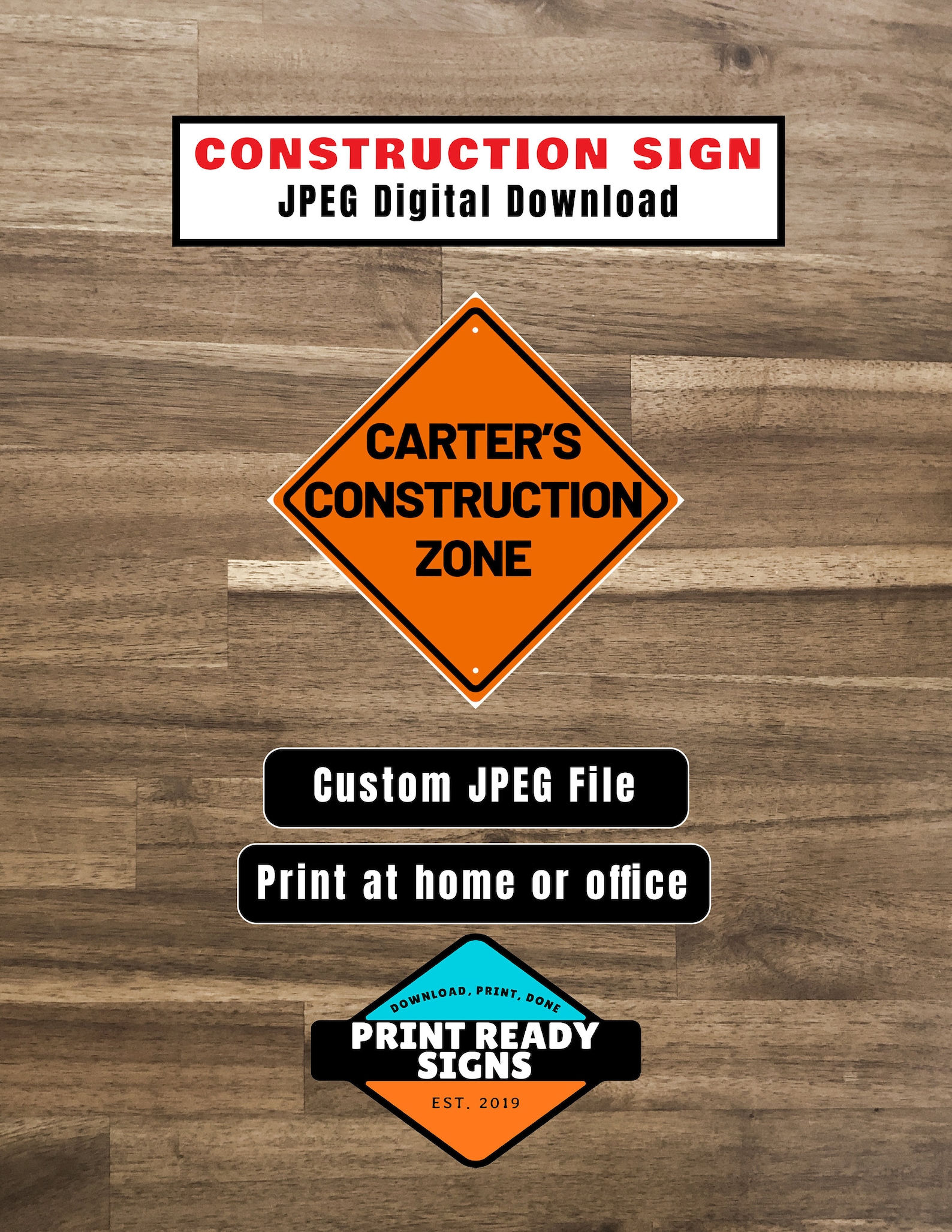Custom Construction Zone Sign - Construction Party Sign Personalized ...