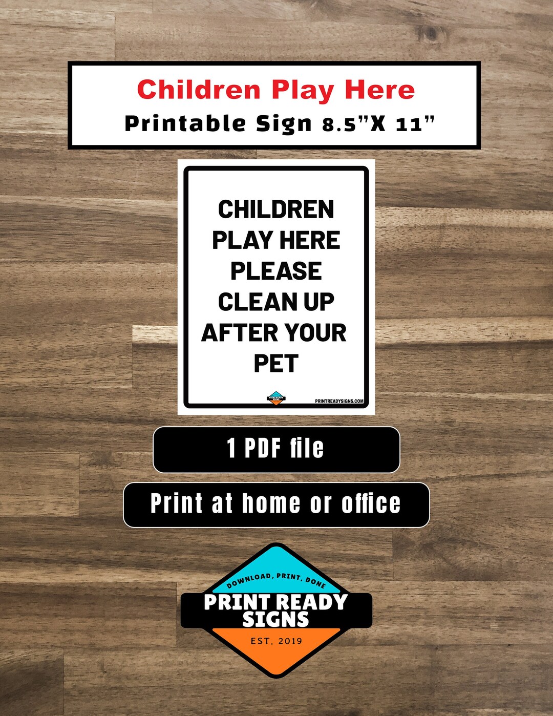 Children Play Here Please Clean up After Your Pet Sign Digital Download ...