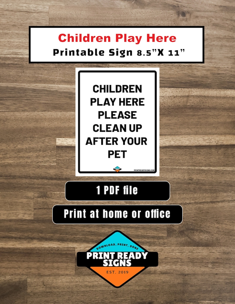 Children Play Here Please Clean up After Your Pet Sign Digital Download ...