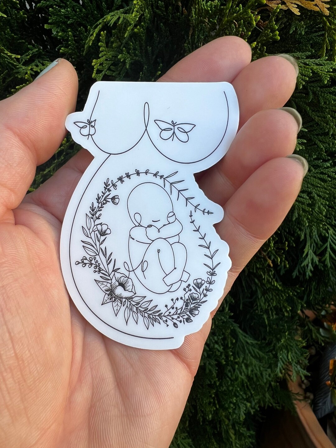 Pregnant Line Art Sticker|pregnancy Sticker| Breastfeeding| Pumping ...