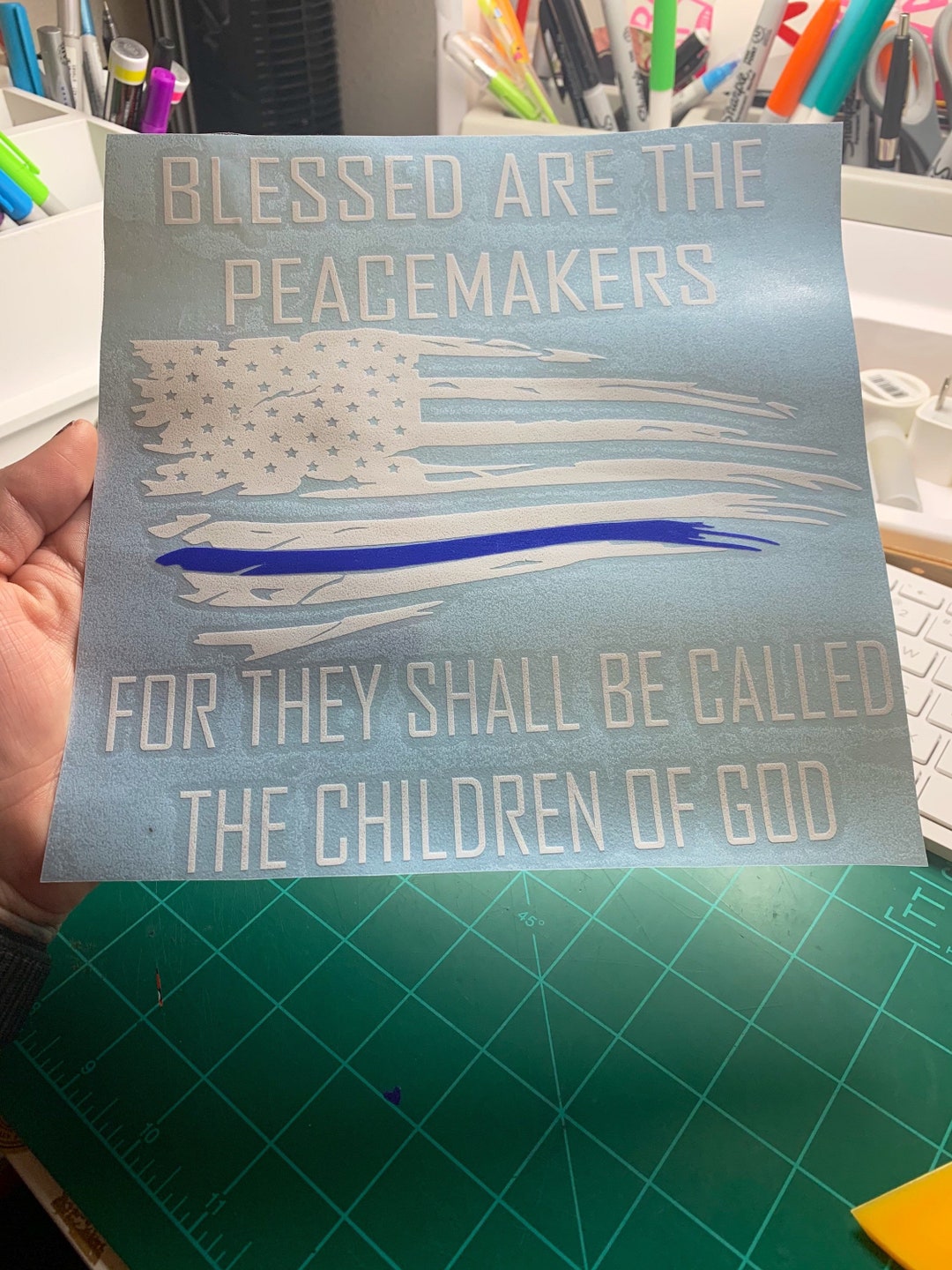Blessed Be the Peacemakers Car Decal, Police Support, Cop Sticker, Blue ...