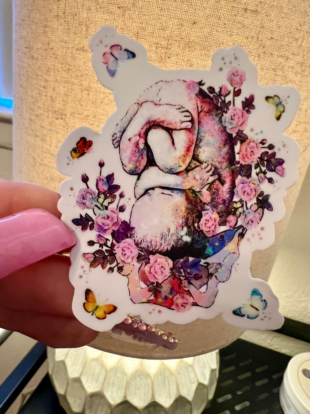 Baby With Flower Bed Clear Sticker | Newborn |human Body | Floral ...