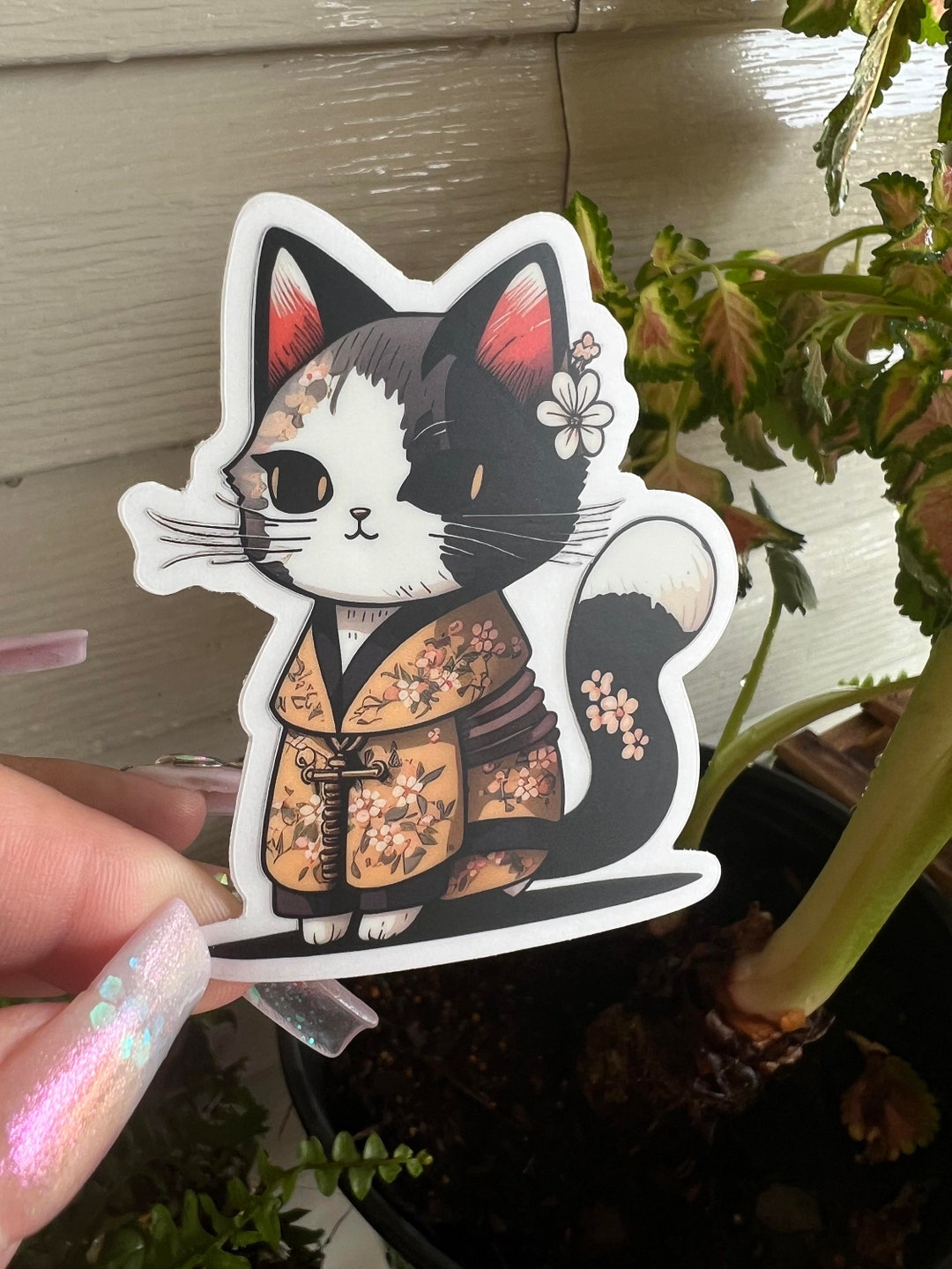Japanese Cat Sticker Kawaii Cat Cat Sticker Laptop Sticker Hydro Flask ...