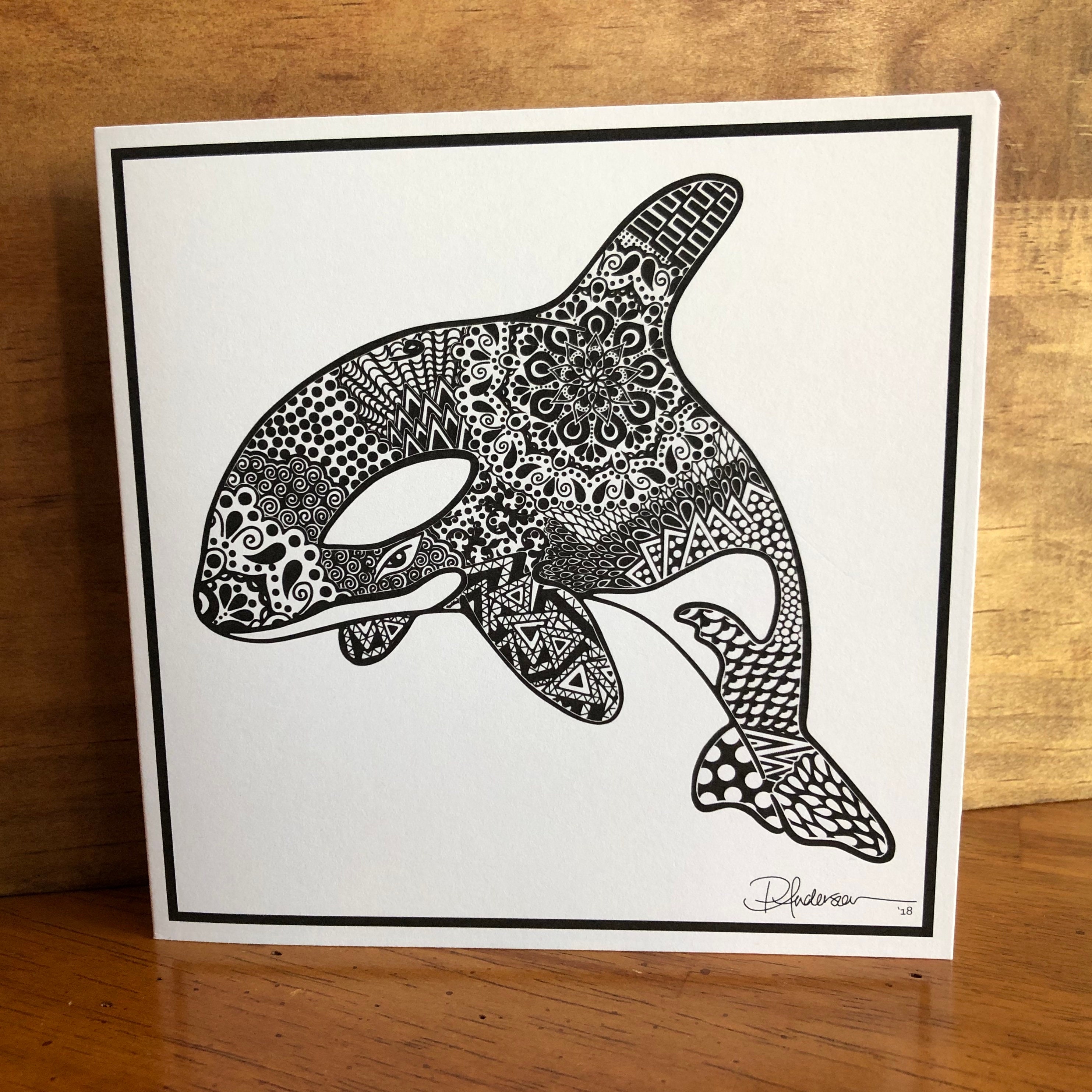 Orca blank greeting card 5.25”x5.25” square Blank Cards Paper Paper ...