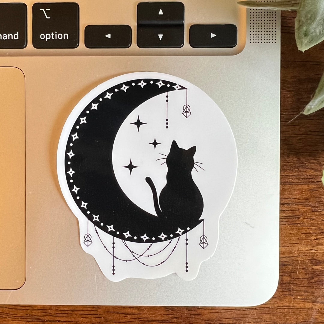 Moon and Cat Waterproof Stickers - 3" and 2" - Etsy