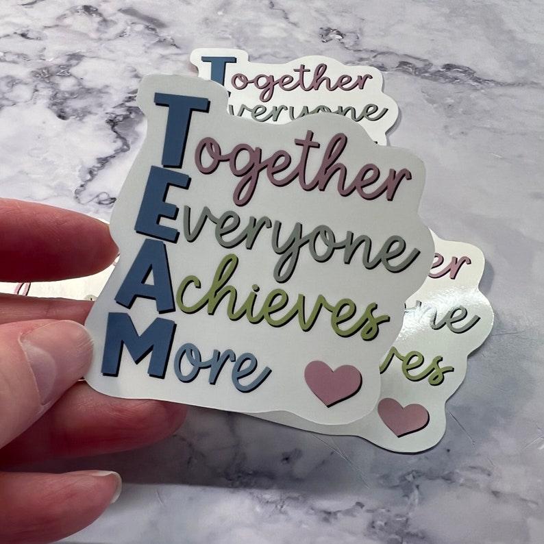 SET OF 6 team: Together Everyone Achieves More Die-cut Waterproof Vinyl ...