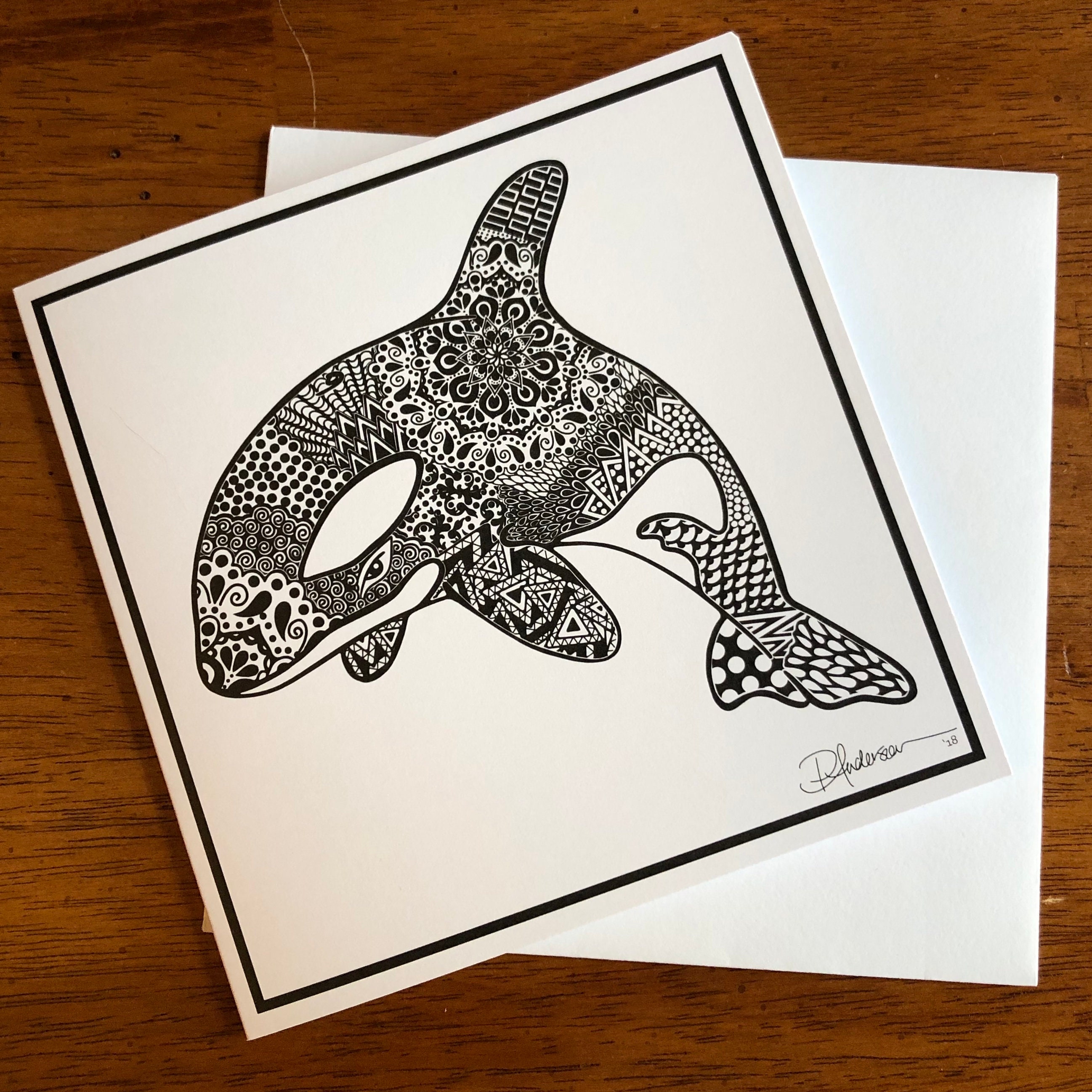 Orca blank greeting card 5.25”x5.25” square Blank Cards Paper Paper ...