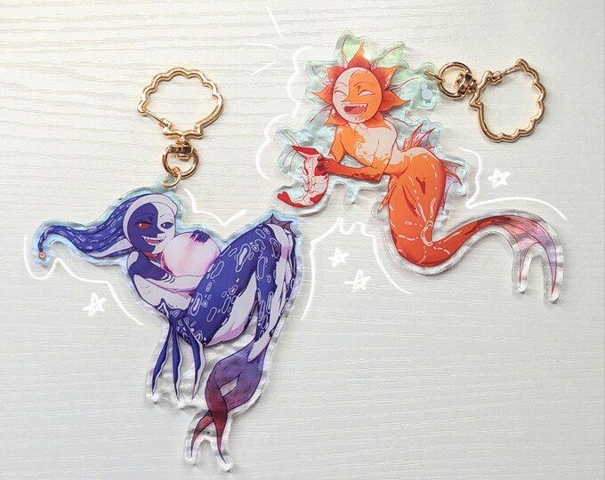 Mer-sun and Moon Ripple Acrylic Charms - Etsy