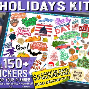 150 Png Digital Planner Stickers Holidays Kit Digital | Etsy