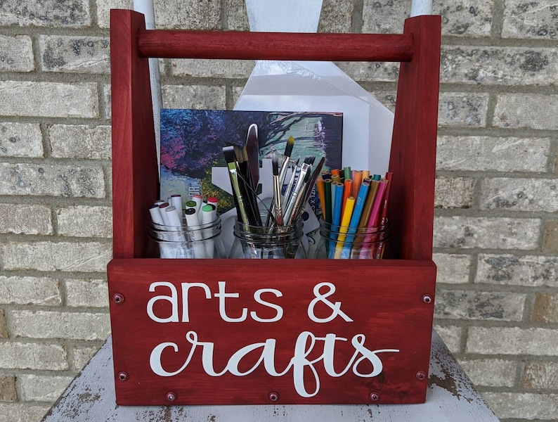 Art Caddy Art Supply Caddy Craft Caddy Hand-painted Art | Etsy