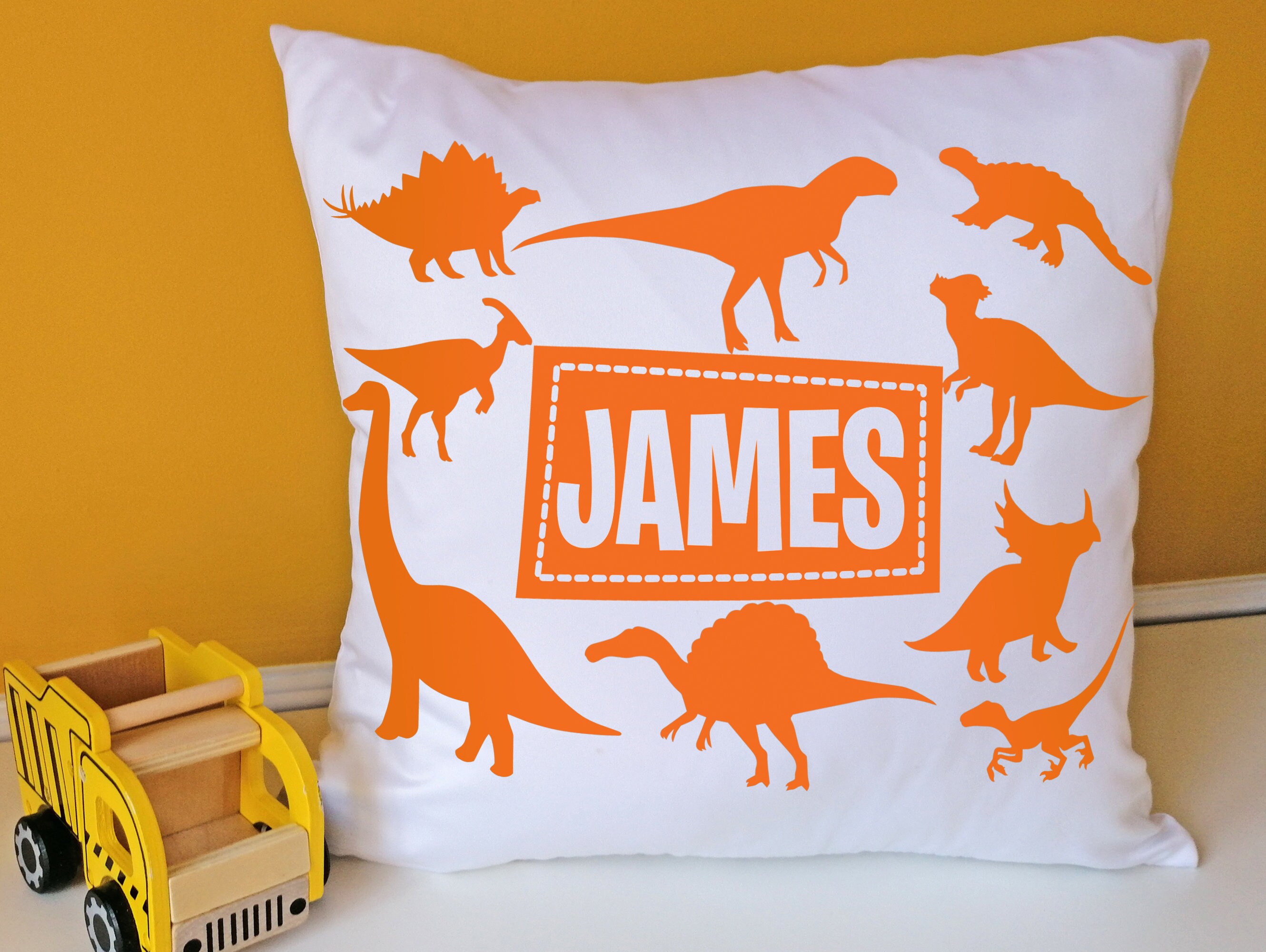 All Colours, Boys Personalised Dinosaur Cushion, Dinosaur Cushion Cover ...